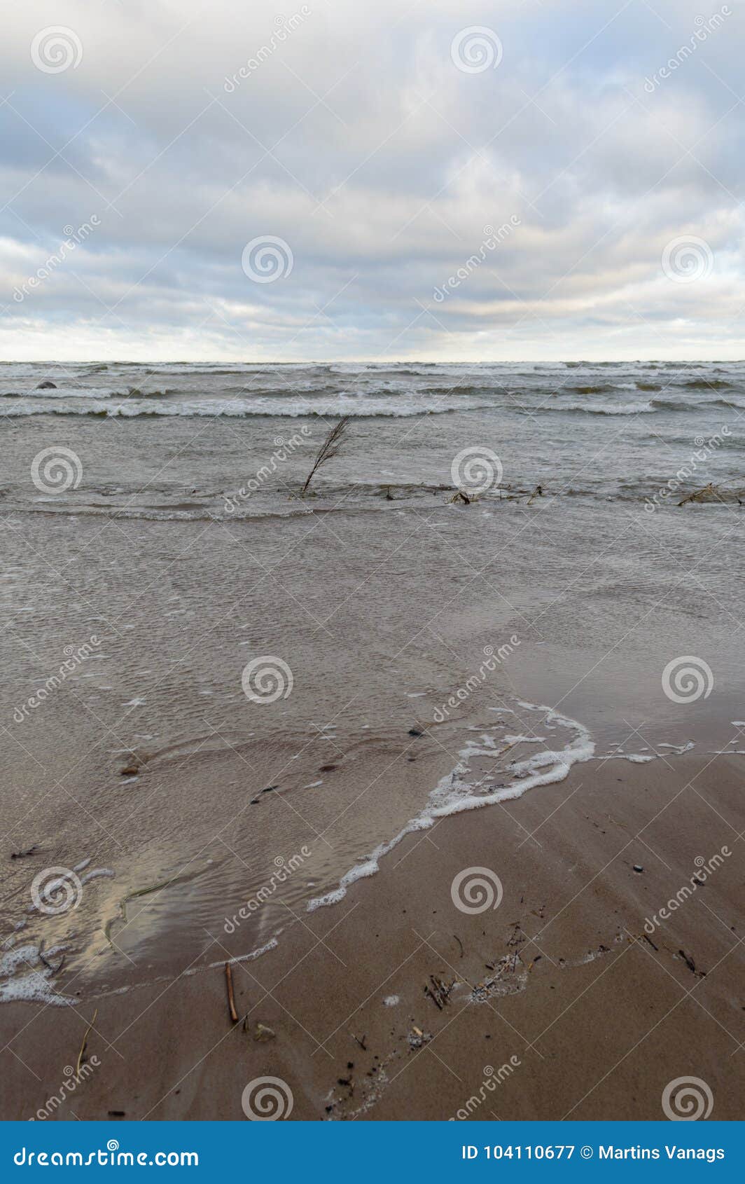 Sandy Sea Beach with Wide Angle Perspective Stock Image - Image of dusk ...