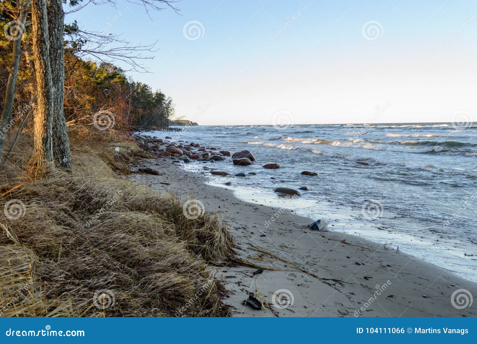 Sandy Sea Beach with Wide Angle Perspective Stock Photo - Image of ...