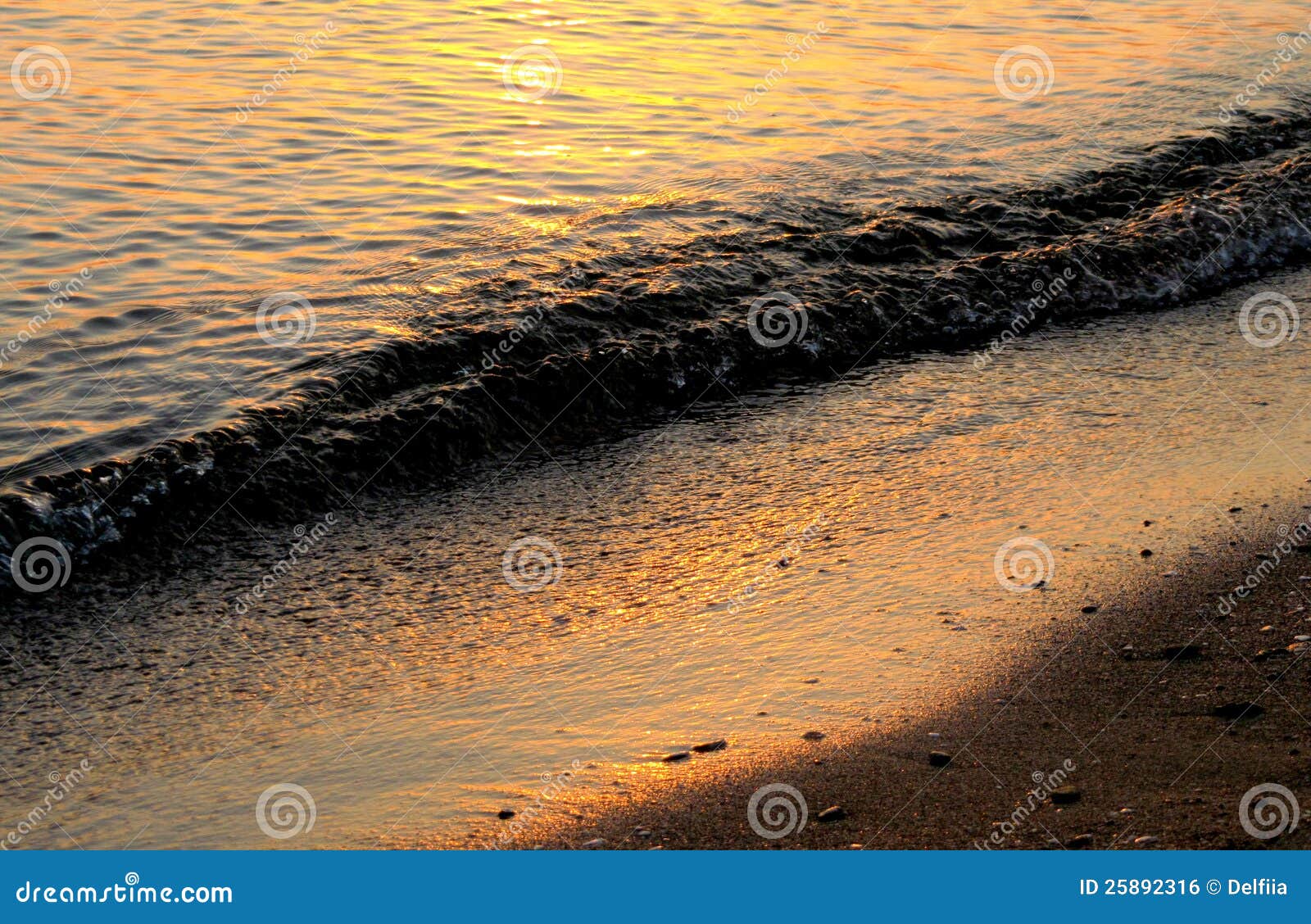 Sandy seashore at sunset stock photo. Image of sandy - 25892316