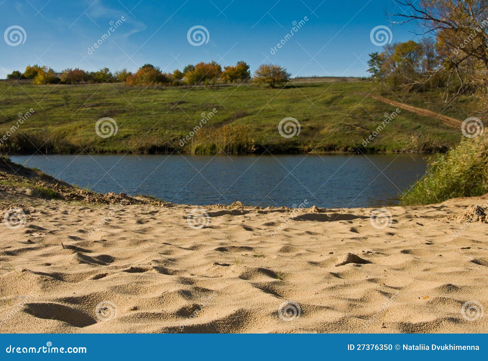 Sandy shore of the lake stock photo. Image of colorful - 27376350