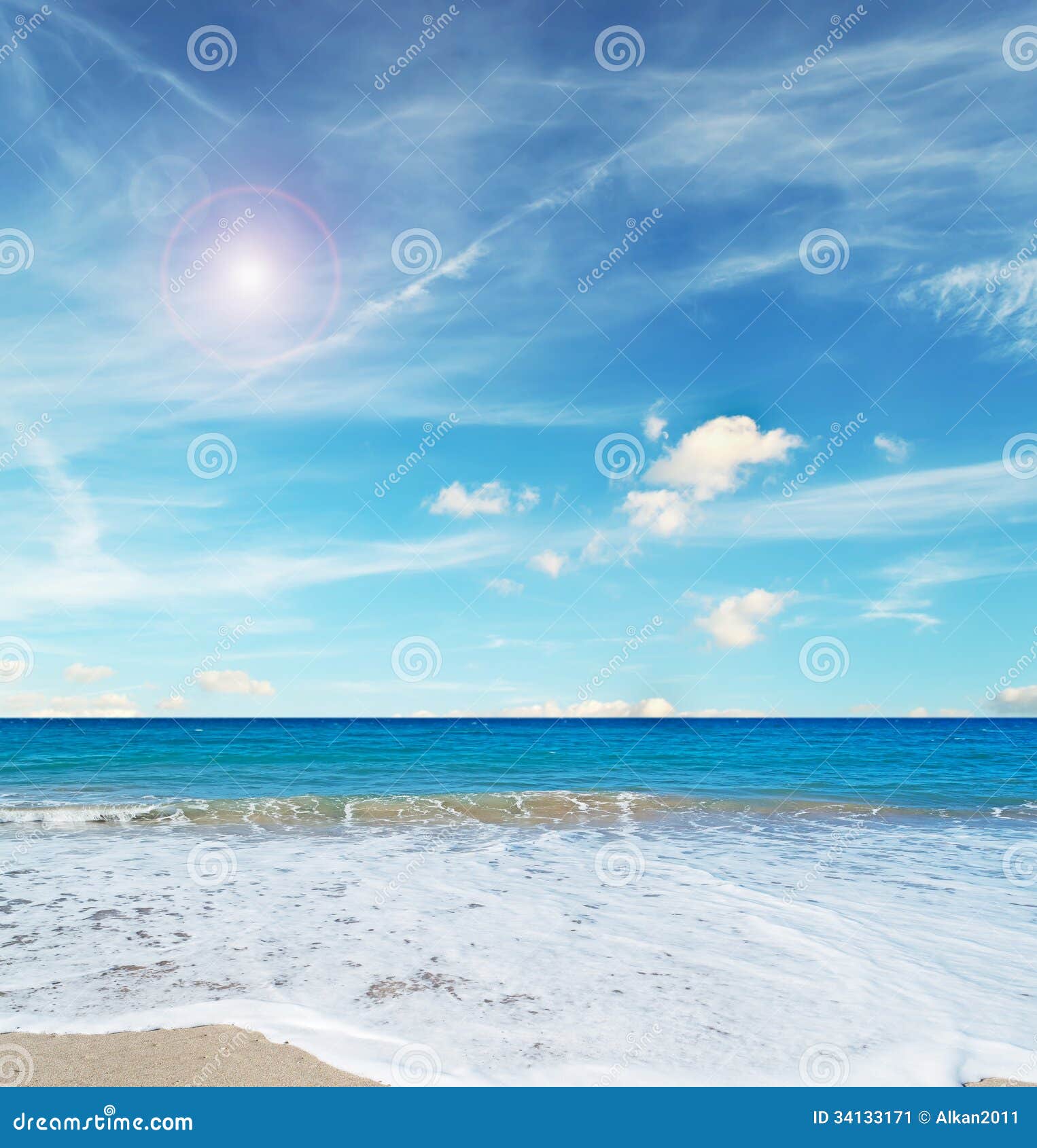 Sandy shore and sun stock image. Image of ocean, sandy - 34133171