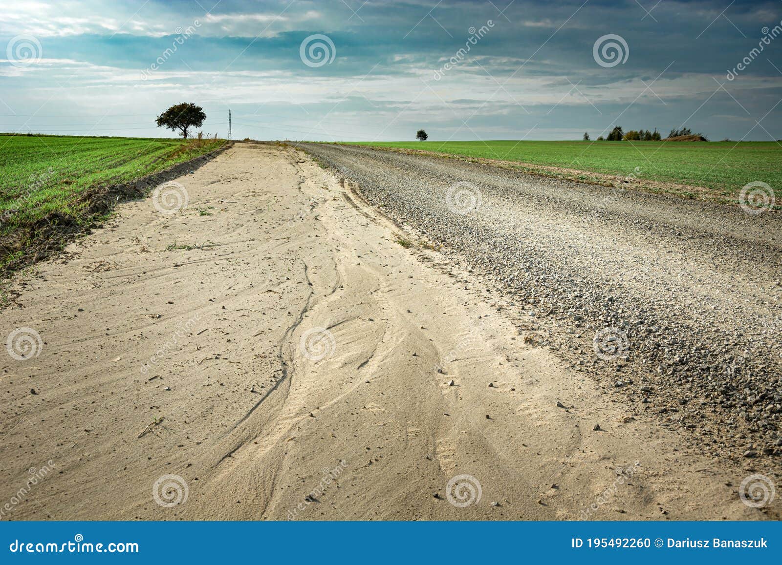Sandy Side of the Gravel Road and Clouds in the Sky Stock Photo - Image ...