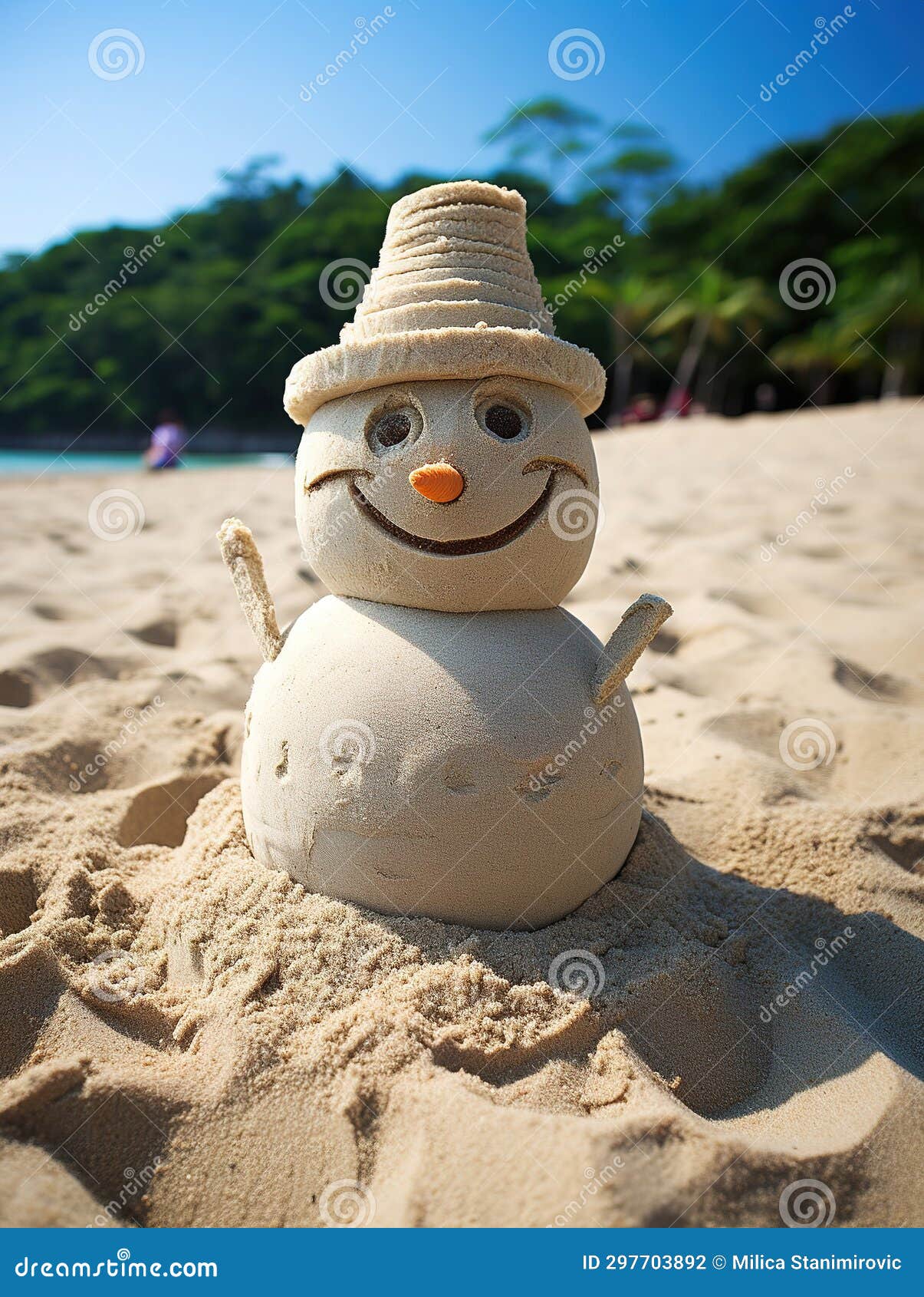 Sandy Snowman: Beachside Winter Sculpture Stock Illustration ...