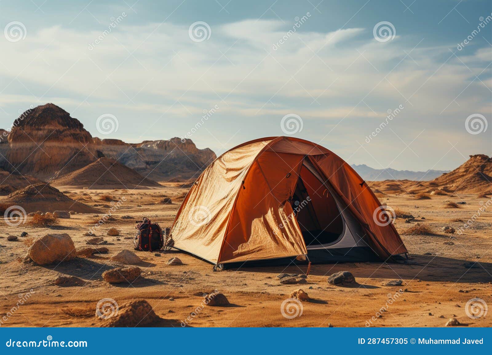 Sandy Solitude Camping Alone in Barren Desert, Far from Civilizations ...