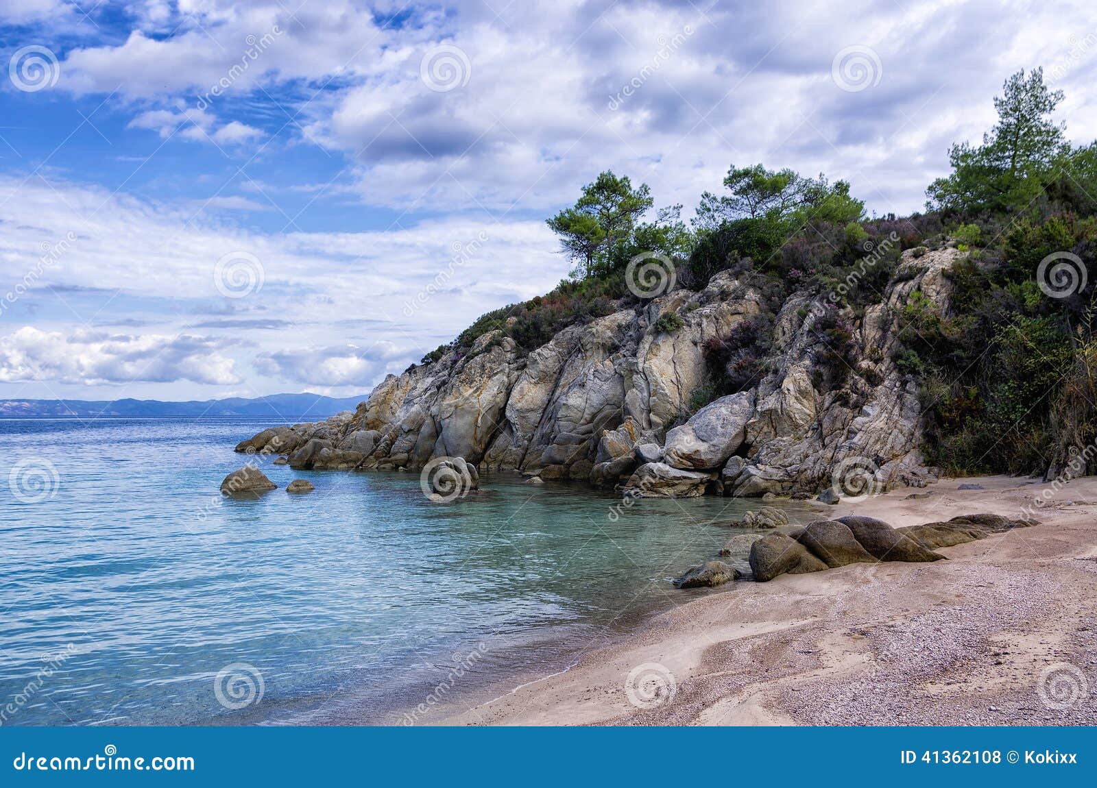 Sandy-Strand in Sithonia, Chalkidiki, Griechenland Stockfoto - Bild von ...