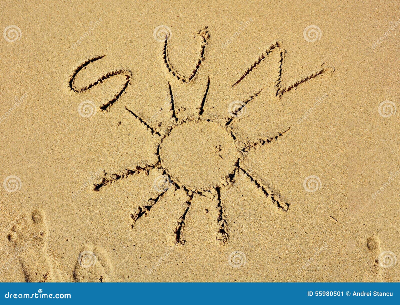 Sun Drawn in the Sand of a Beach Stock Image - Image of sign, drawn ...