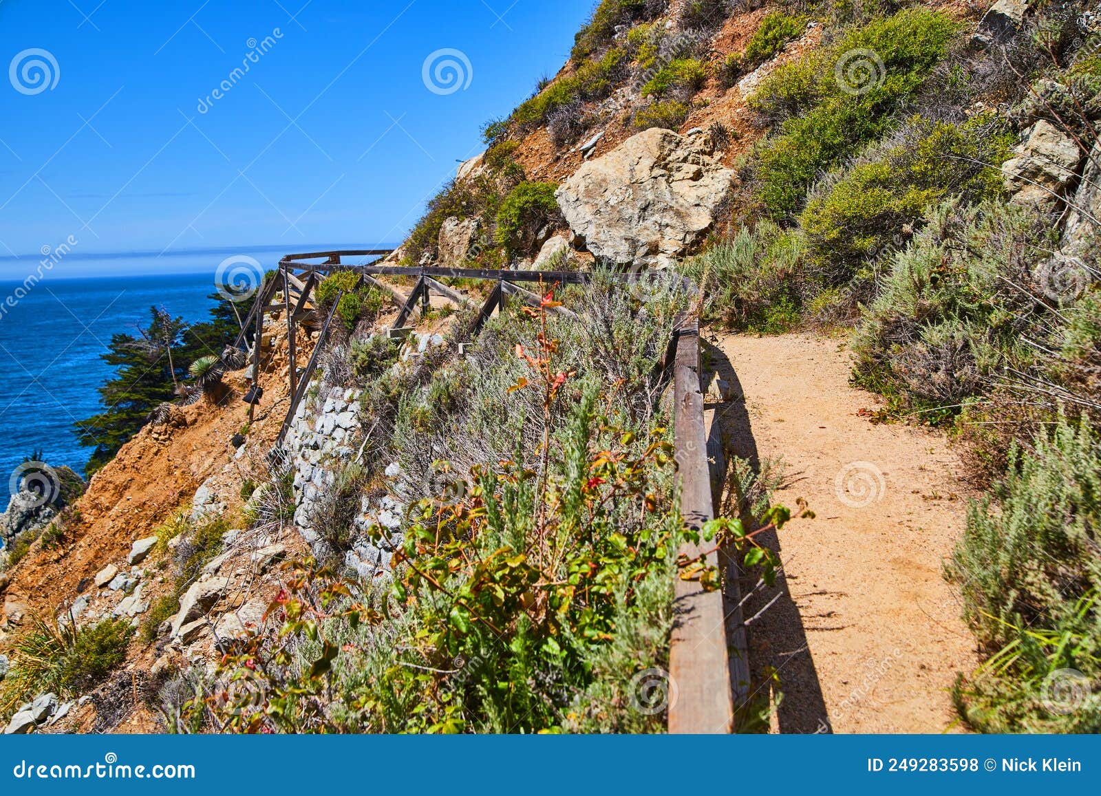 Sandy Walking Path Next To Coastal Cliffs by Ocean Stock Photo - Image ...