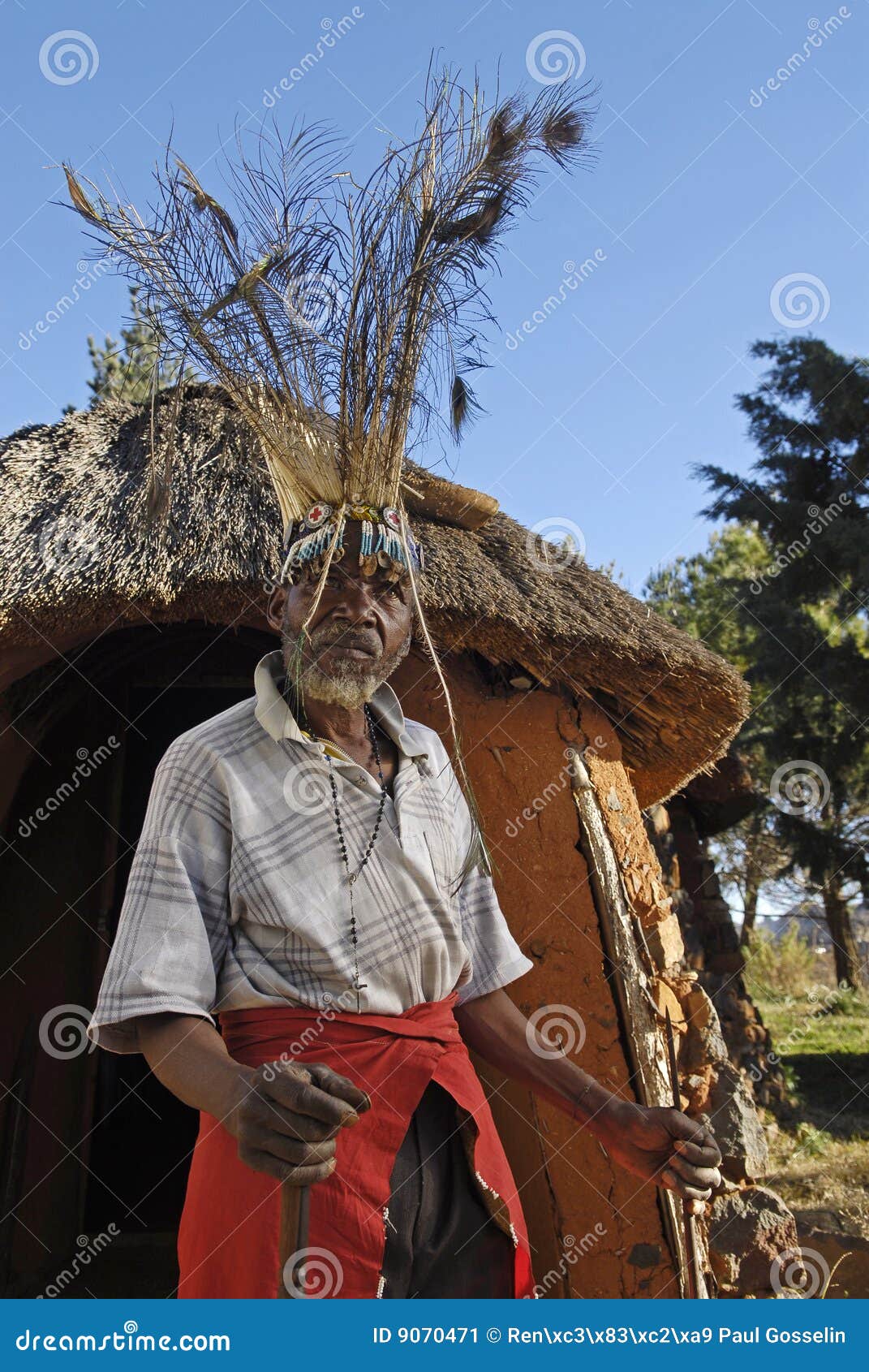 Sangoma Pitso and hut stock image. Image of stonework - 9070471