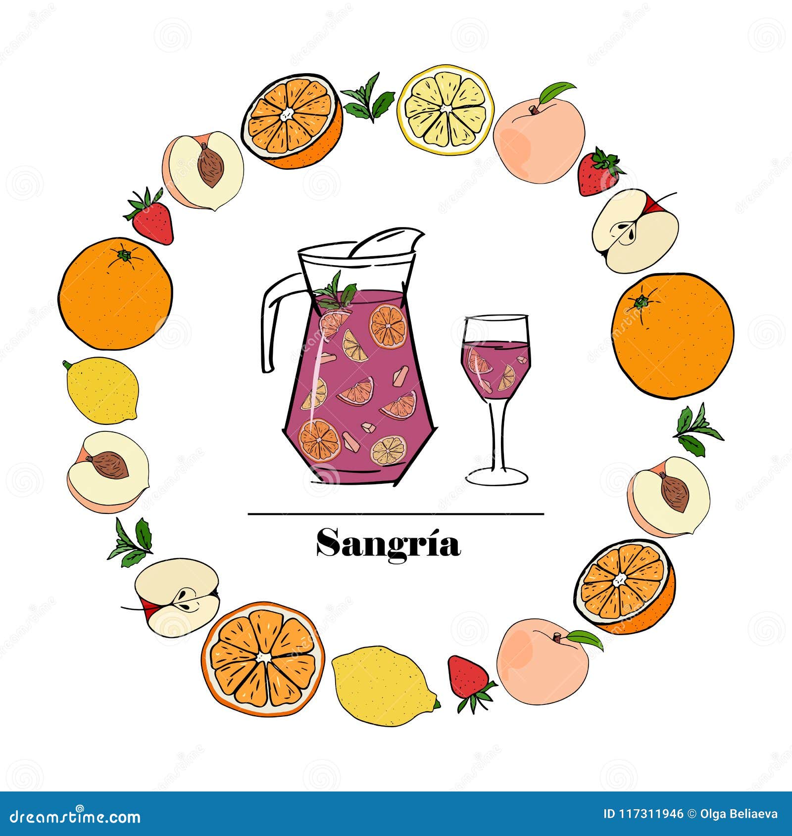 Sangria, Boisson Espagnole Traditionnelle D'alcool Illustration de ...