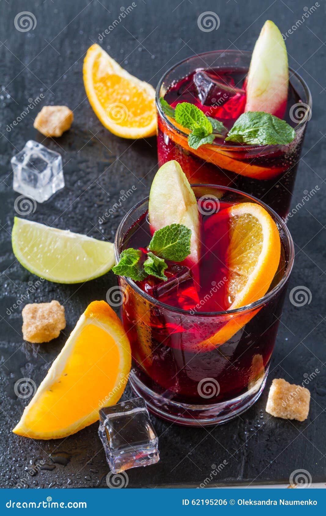 Sangria and Ingredients, Dark Stone Background Stock Photo - Image of ...