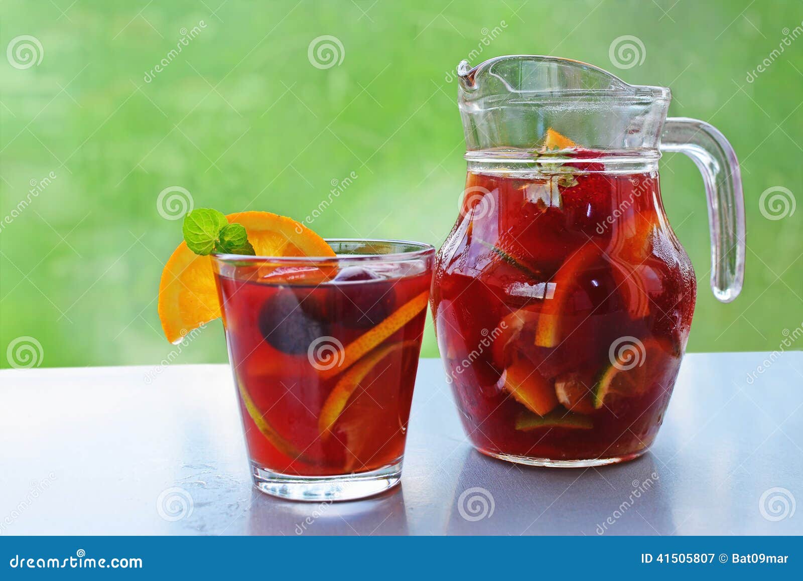 Sangria stock image. Image of mint, punch, beverage, glass - 41505807