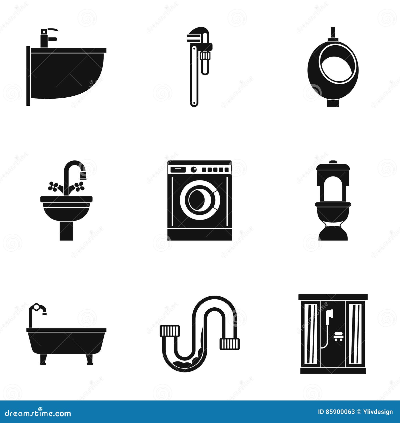 Sanitary Appliances Icons Set, Simple Style Stock Vector - Illustration ...