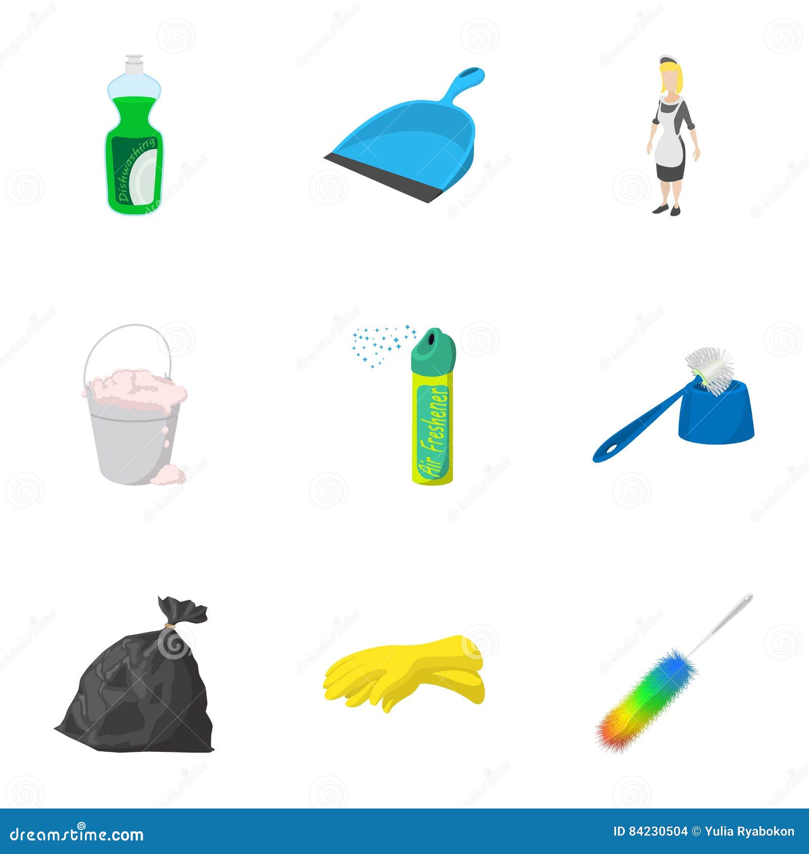 Sanitary Day Icons Set, Cartoon Style Stock Vector - Illustration of ...