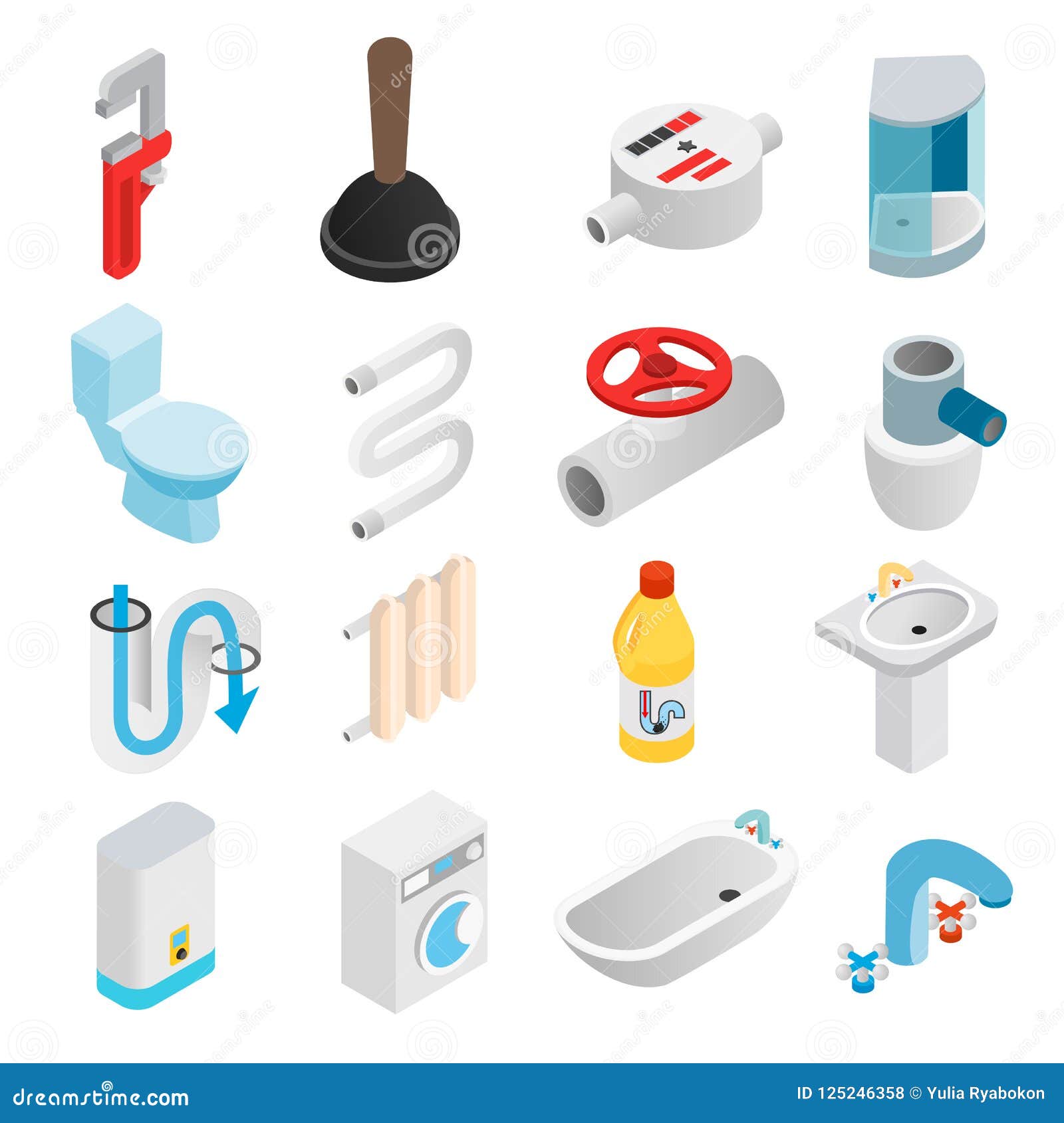 Sanitary Engineering Isometric 3d Icons Stock Illustration ...