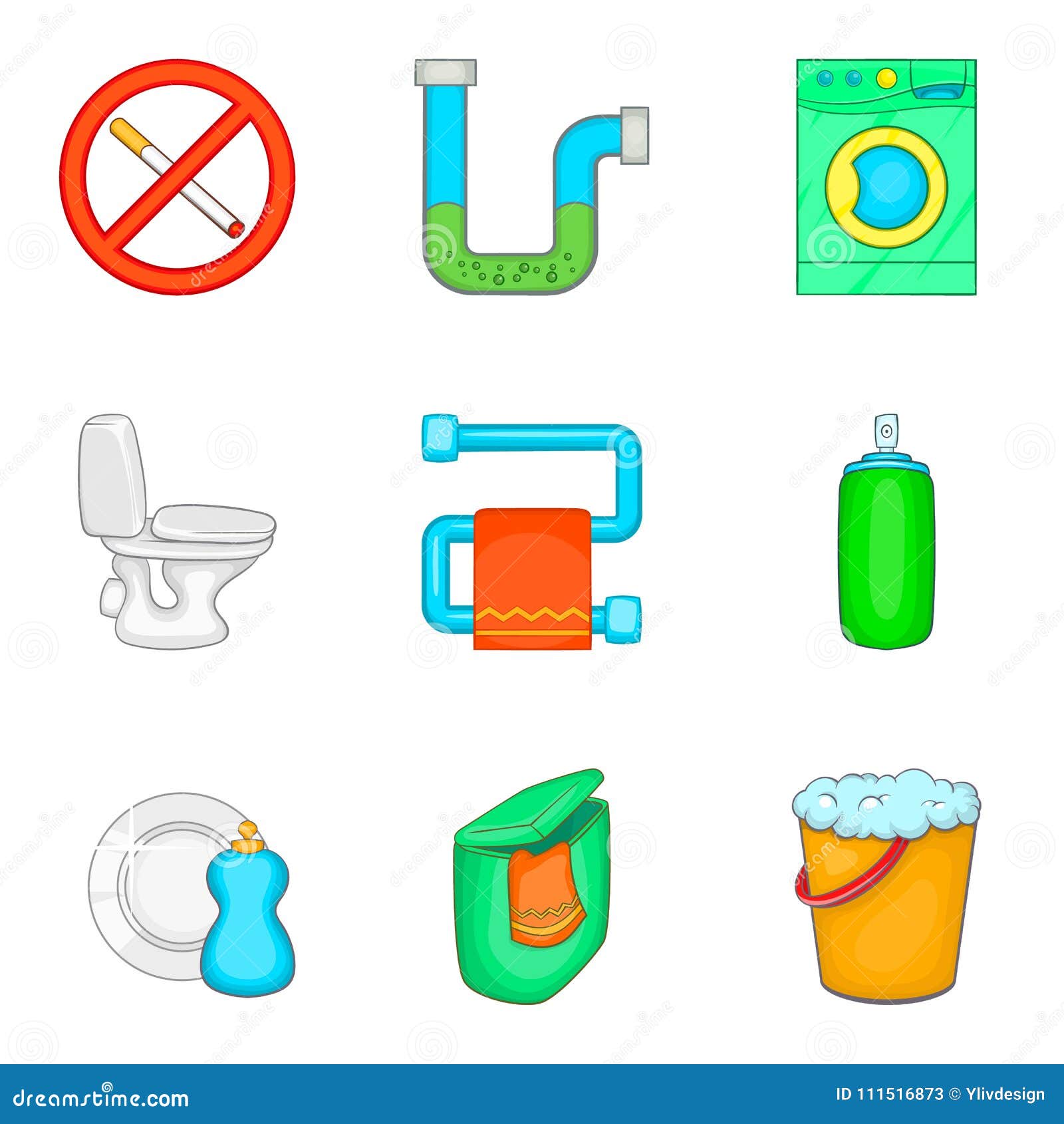 Sanitary Equipment Icons Set, Cartoon Style Stock Vector - Illustration ... Sanitary Equipment Icons Set, Cartoon Style Stock Vector - Illustration ...
