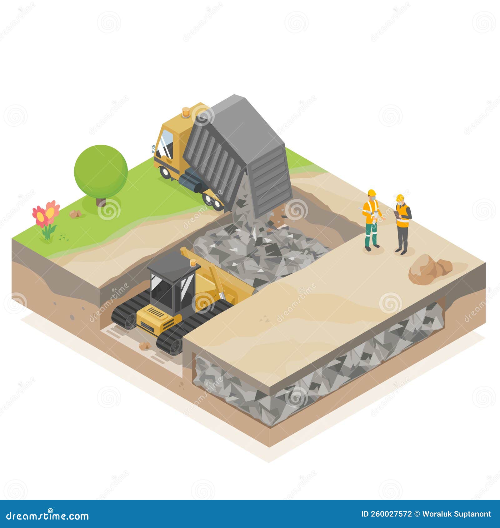 Sanitary Landfill Isometric Cartoon Top View Vector Illustration ...