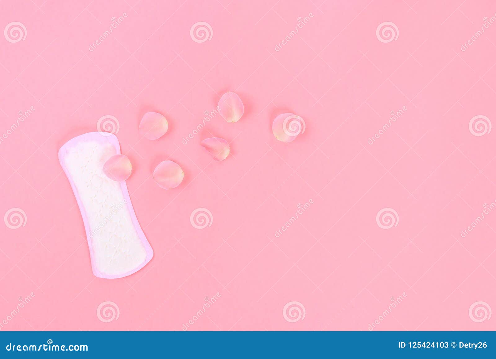 Daily Sanitary Pads on a Pink Pastel Background with Rose Petals. the ...