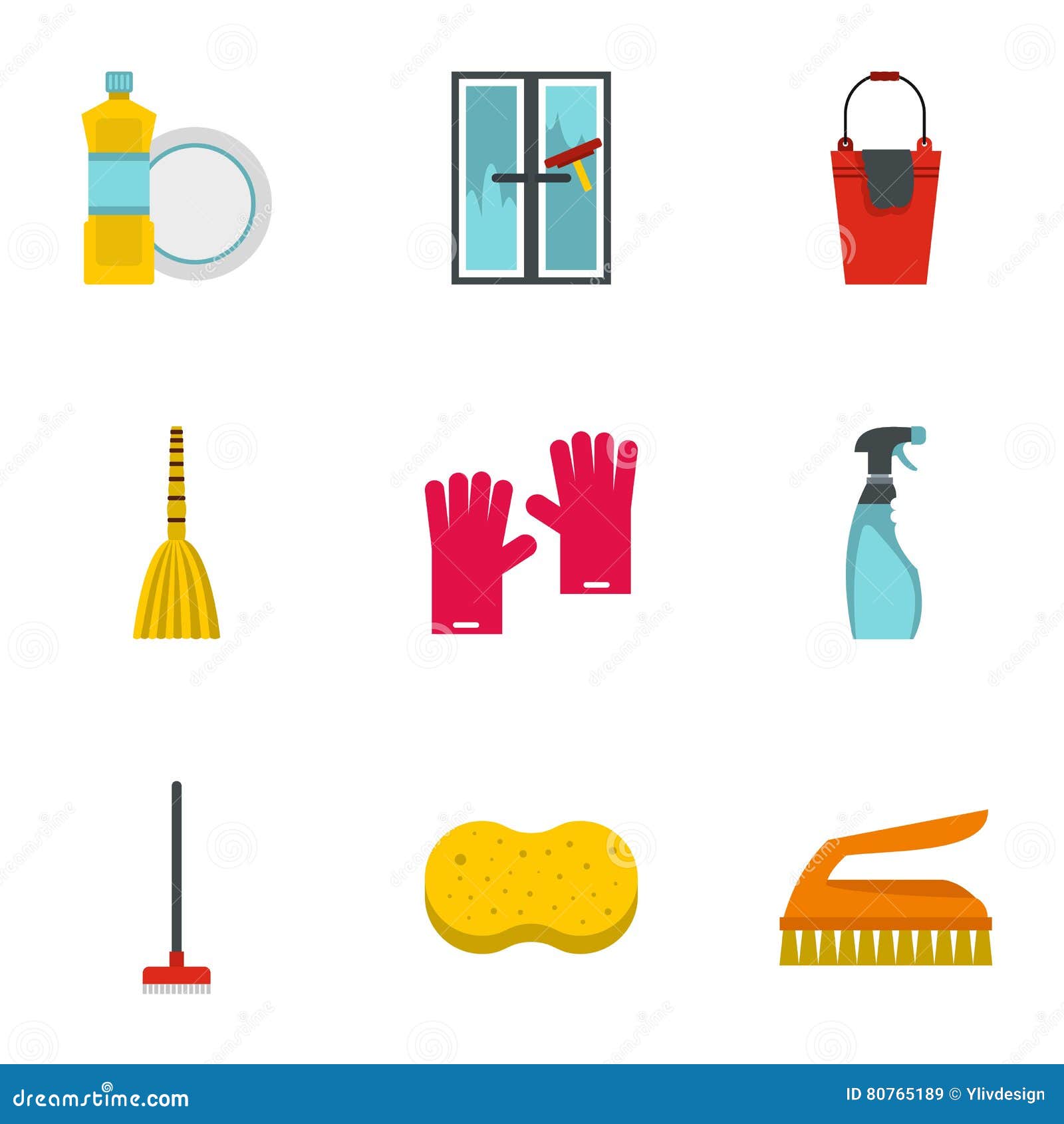 Sanitation Icons Set, Flat Style Stock Vector - Illustration of ...