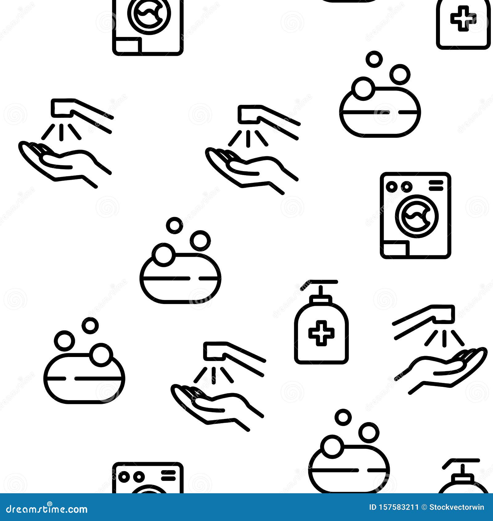 Sanitation Vector Seamless Pattern Stock Vector - Illustration of ...