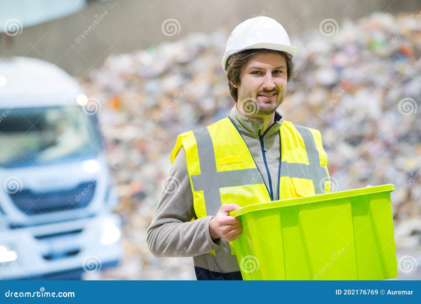 Sanitation Worker Working in Recycling Plant Stock Image - Image of ...