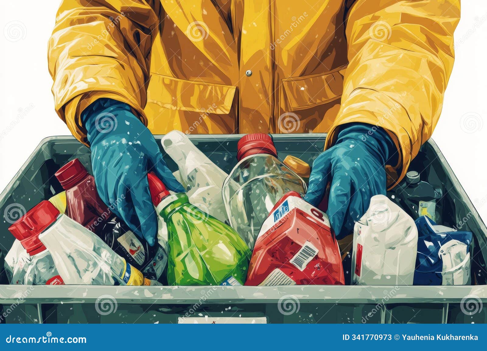 Sanitation Workers Hands Sorting Waste Stock Illustration ...