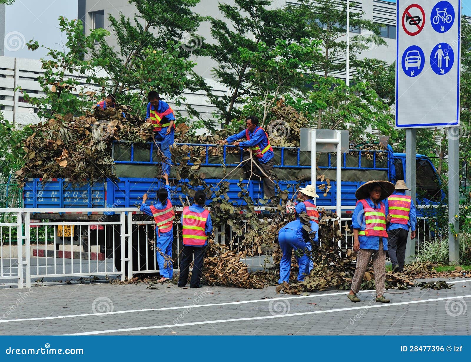 Sanitation workers working editorial photo. Image of outdoor - 28477396