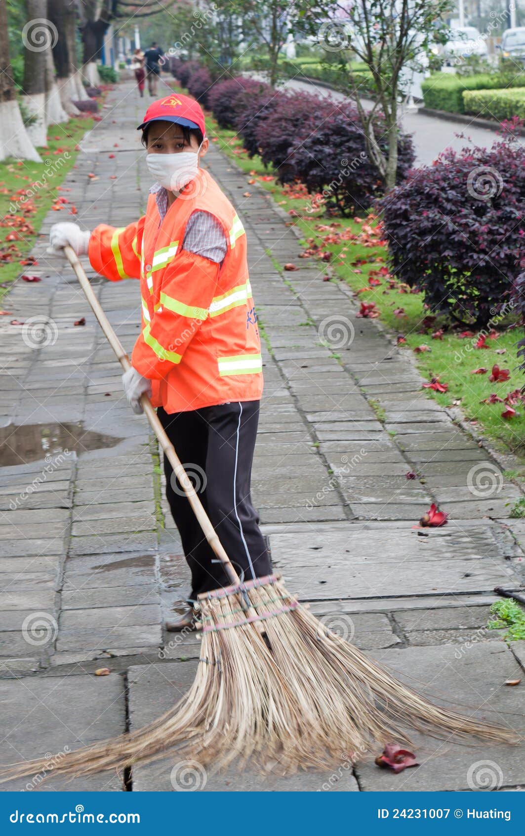Sanitation Young Femal Worker Editorial Photography - Image of floor ...