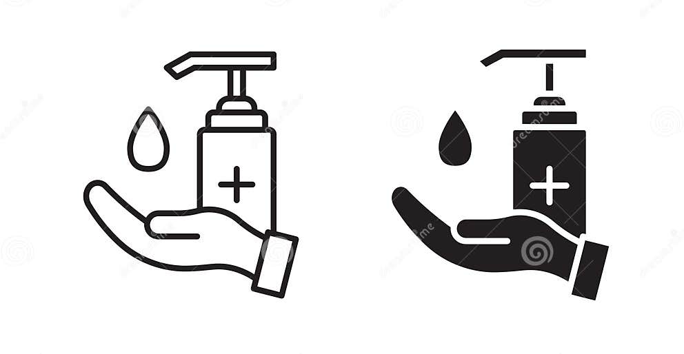 Sanitize Hands Thin Line Vector Icon Set Stock Illustration ...