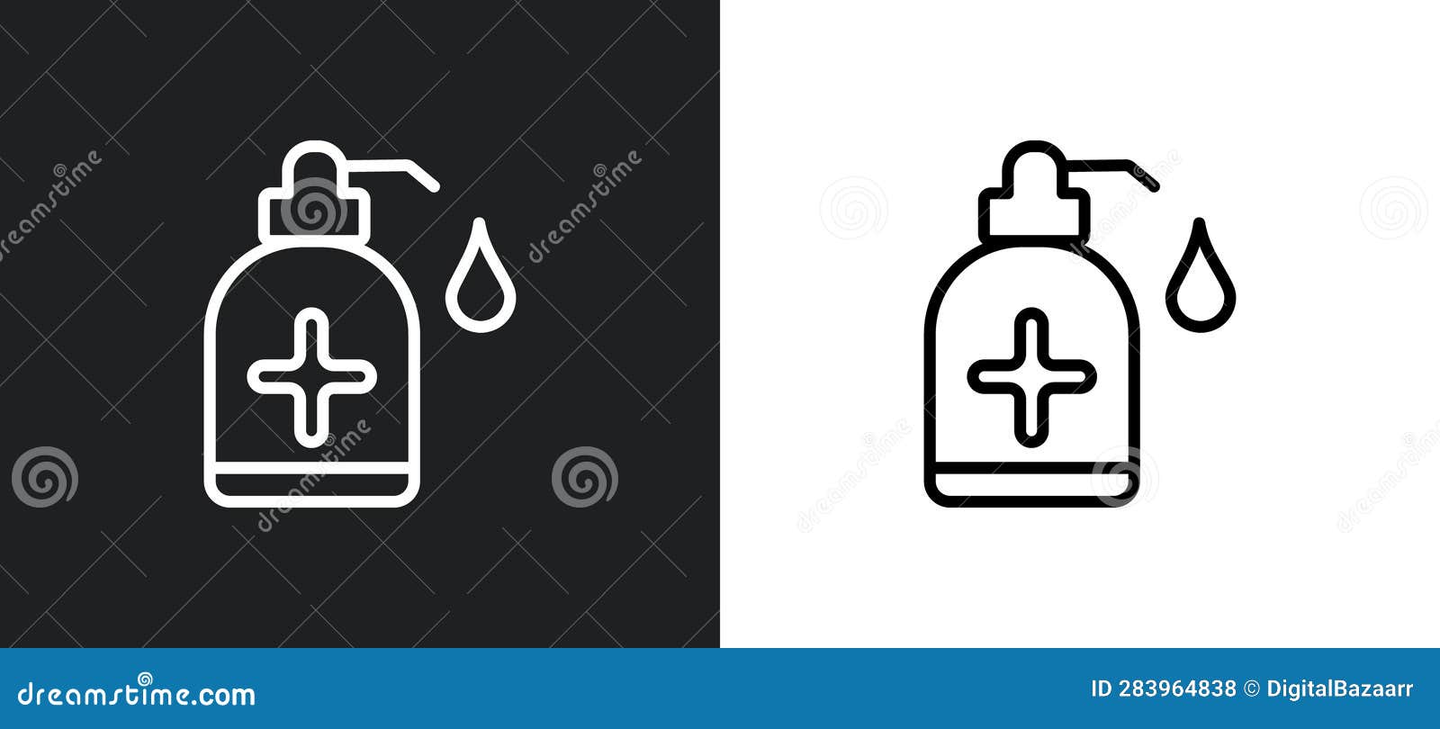 Sanitize Outline Icon in White and Black Colors. Sanitize Flat Vector ...