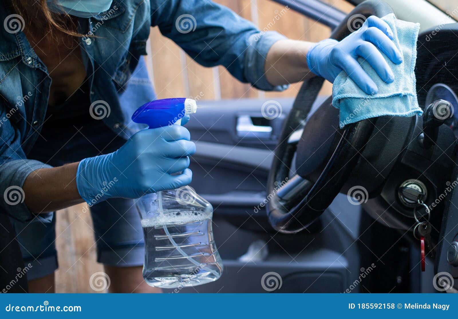 Sanitizing Car Interior Covid Prevention Stock Photo - Image of ...