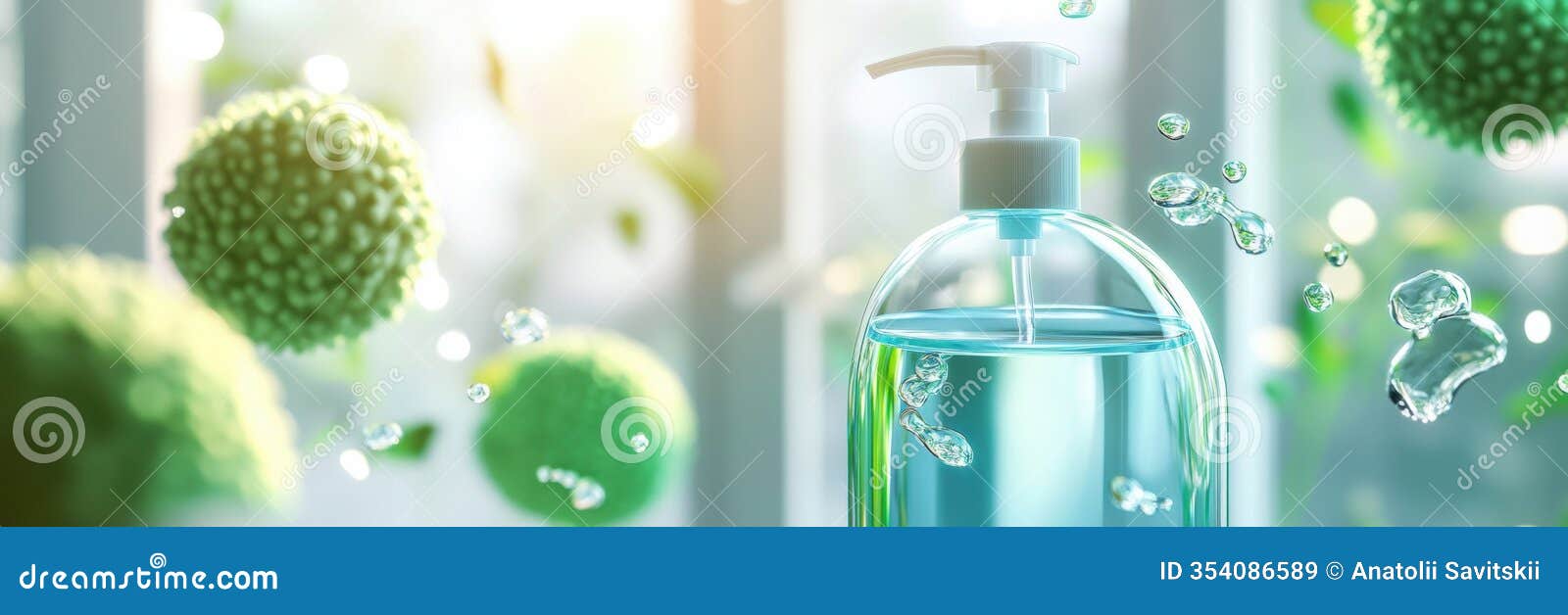 Droplets of Sanitizer Actively Eliminating Bacteria in a Bright ...