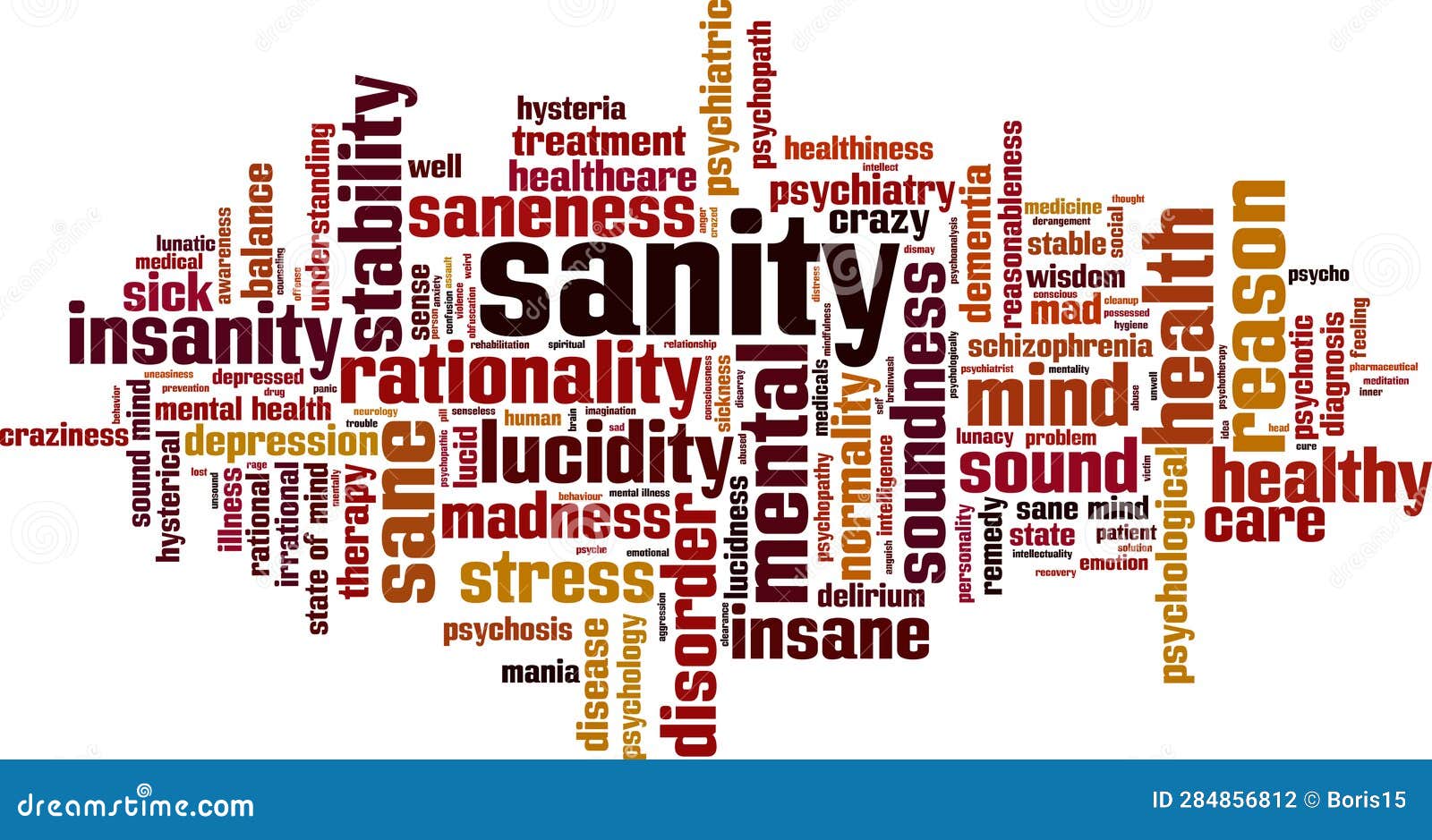 Sanity word cloud stock vector. Illustration of insanity - 284856812