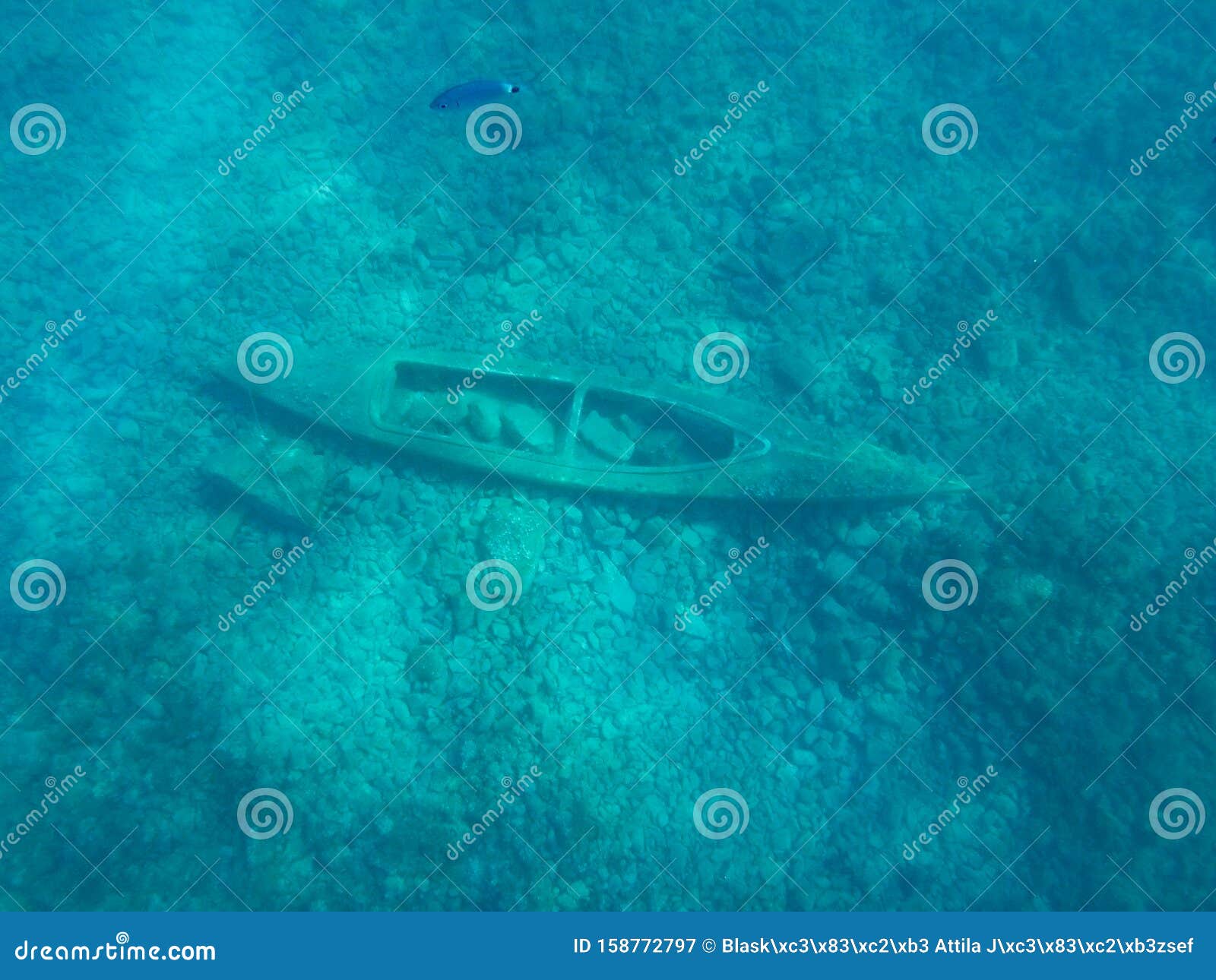 Sank Boat Lie on the Rocky Seabed Stock Image - Image of natural, hull ...