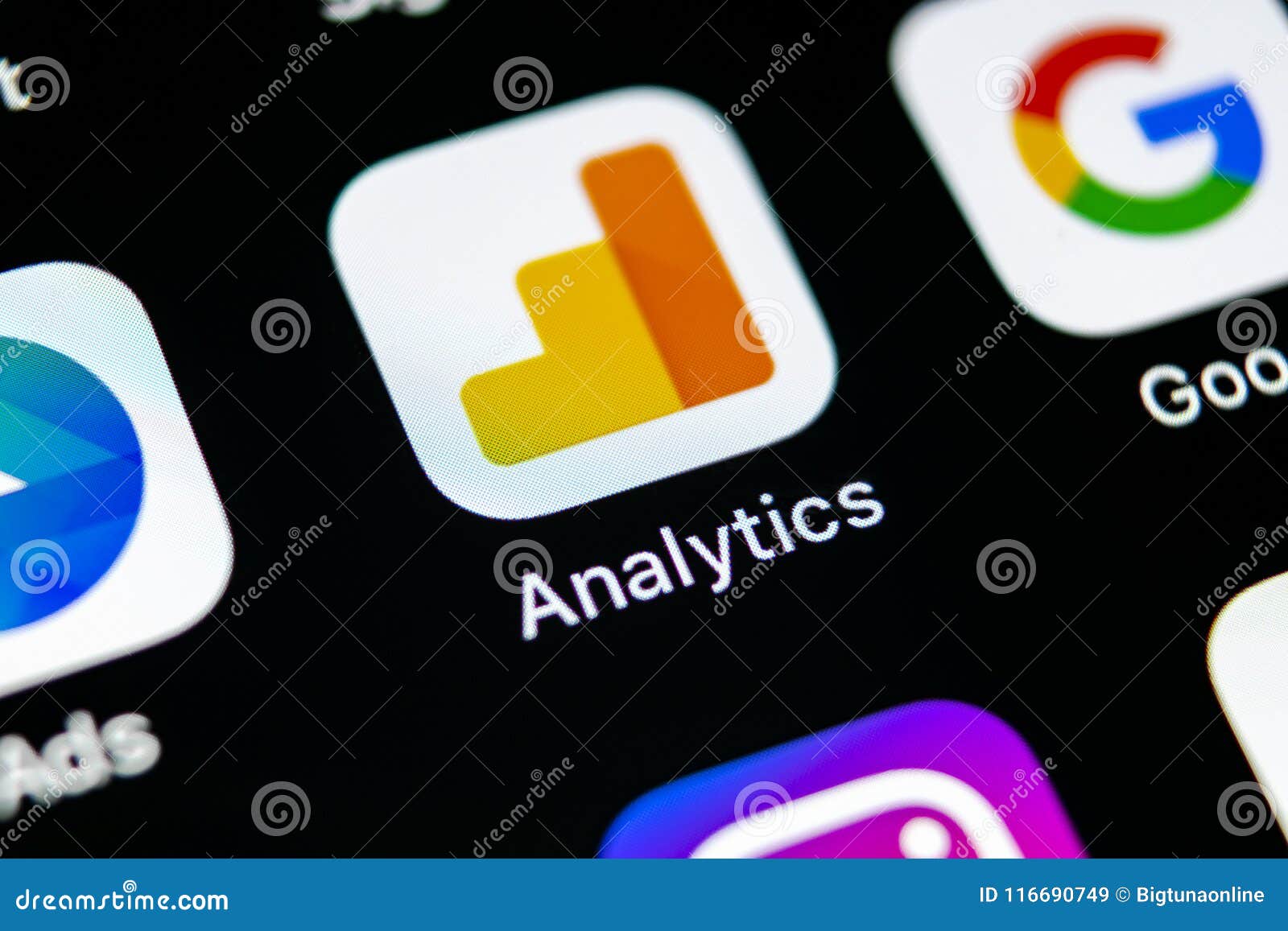 Google Analytics Application Icon on Apple IPhone X Screen Close-up ...