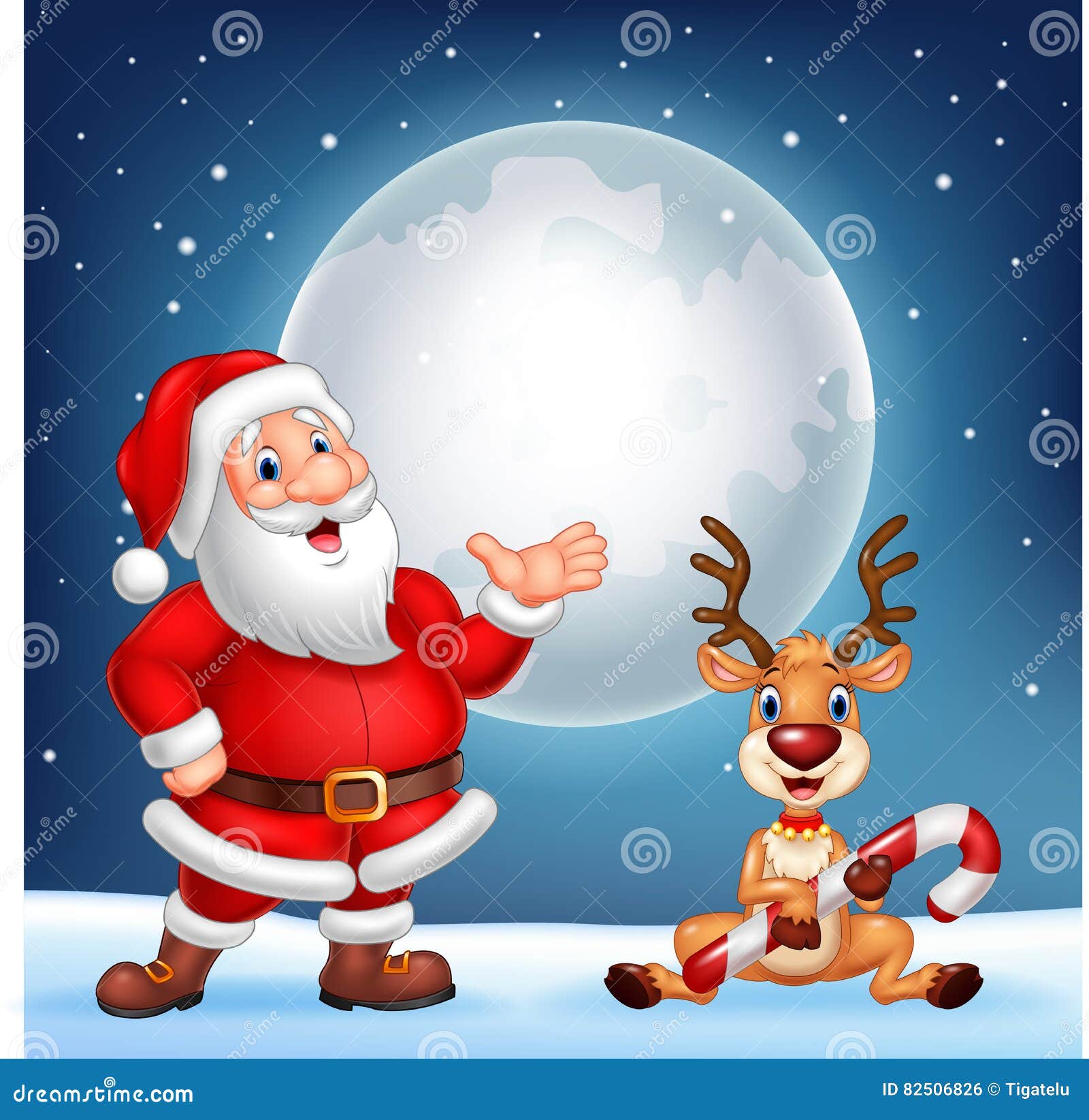 Sankt und sein Ren Rudolf vektor abbildung. Illustration von kostüm ...
