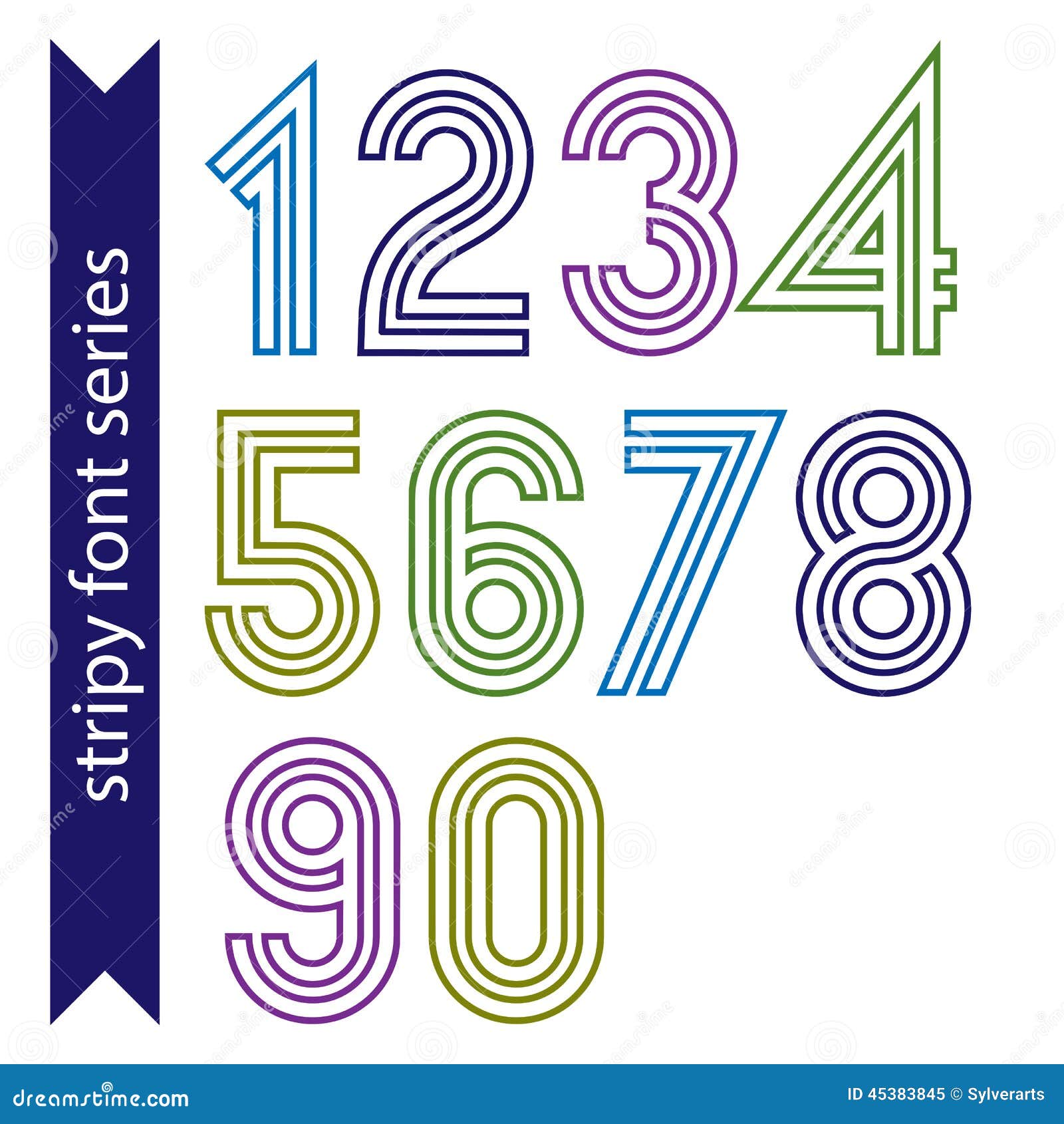 Sans Serif Geometric Numbers, Graphic Numeration Stock Vector ...