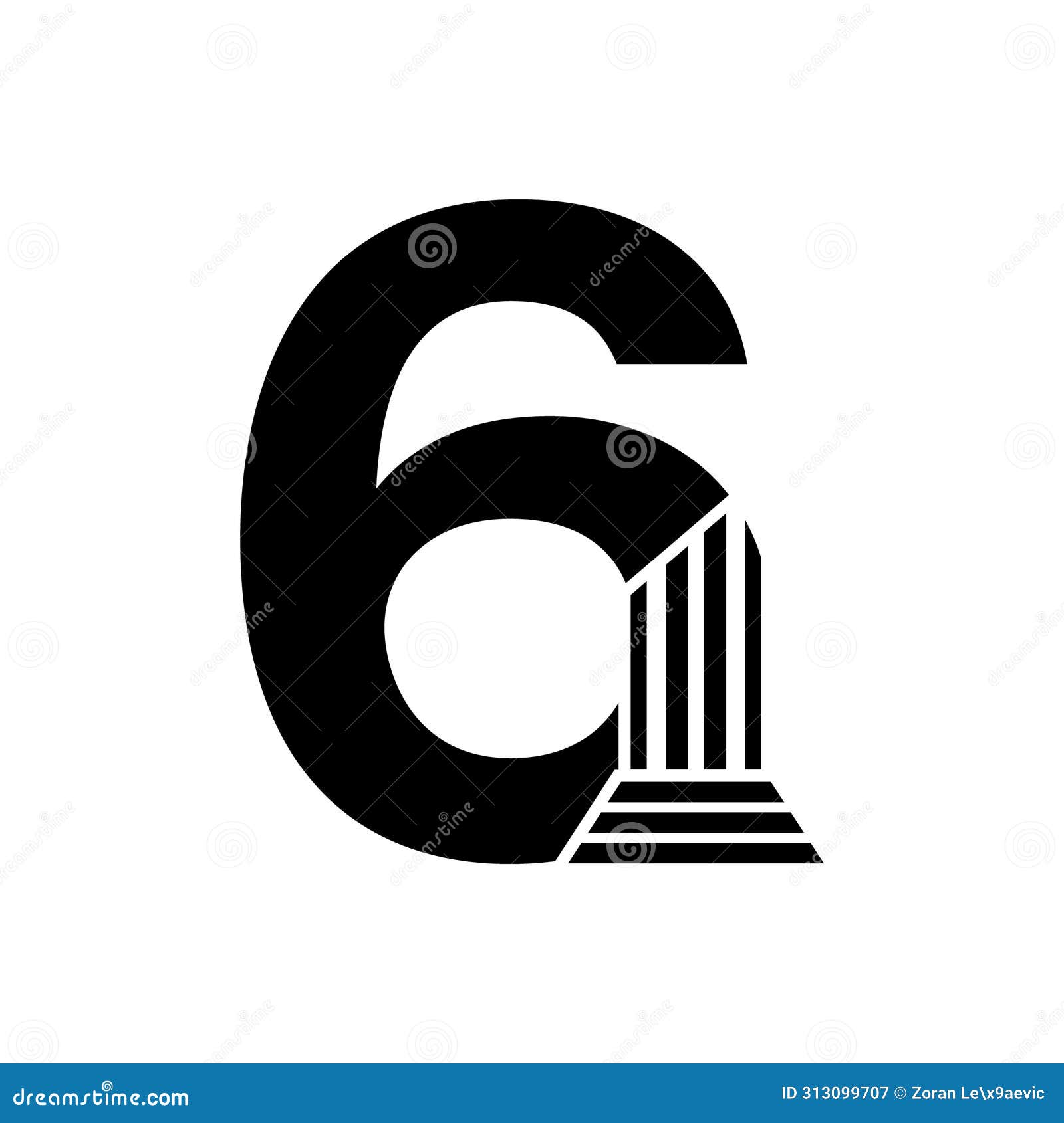 Sans Serif Number 6 Pillar Law Logo Stock Illustration - Illustration ...