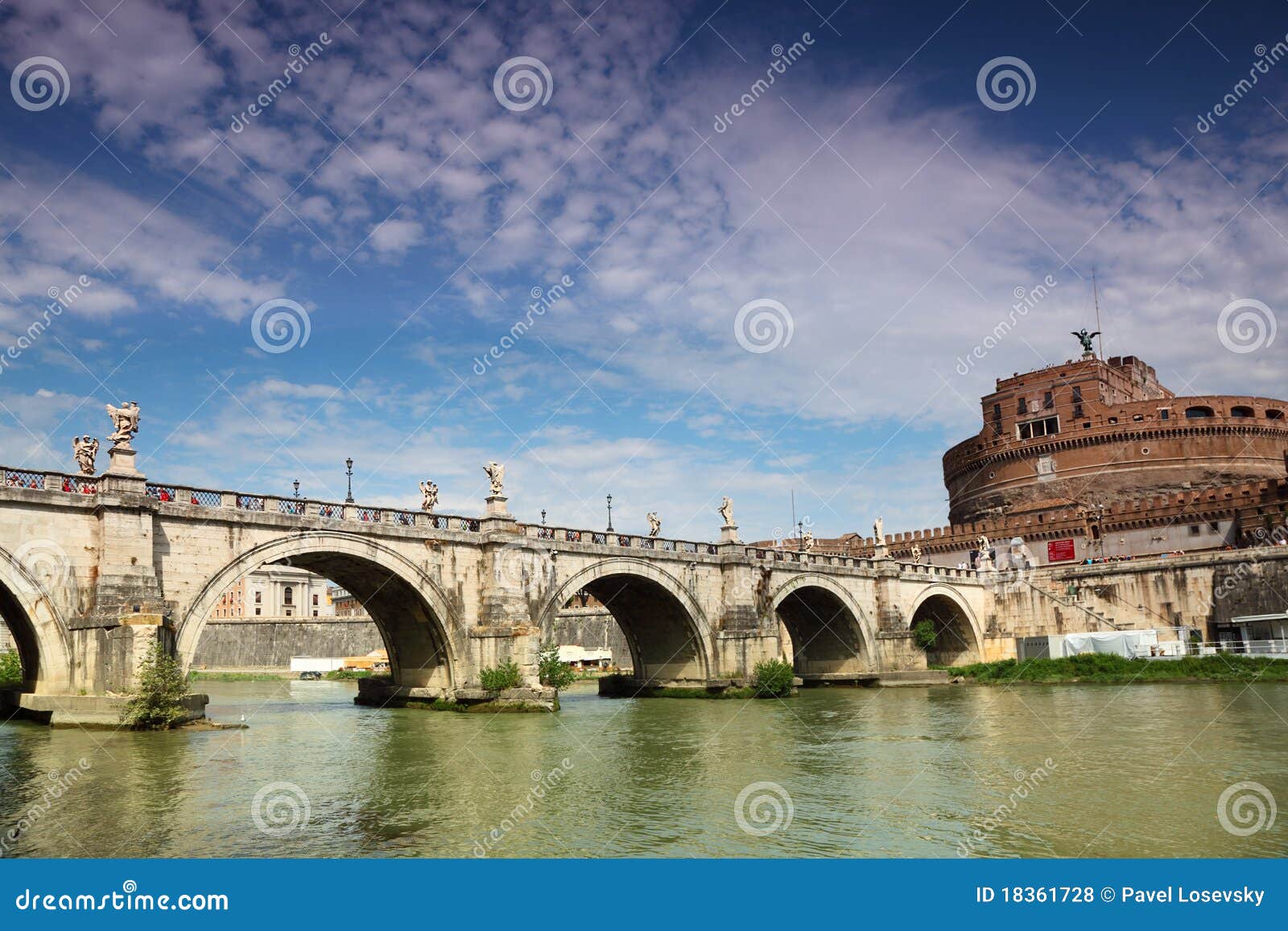 Sant Angelo Castel and Sant Angelo Bridge Stock Photo - Image of europe ...
