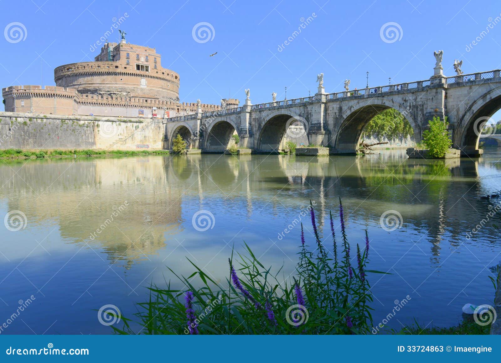 Sant Angelo Castle and Bridge Over Tevere River, Rome Editorial Stock ...