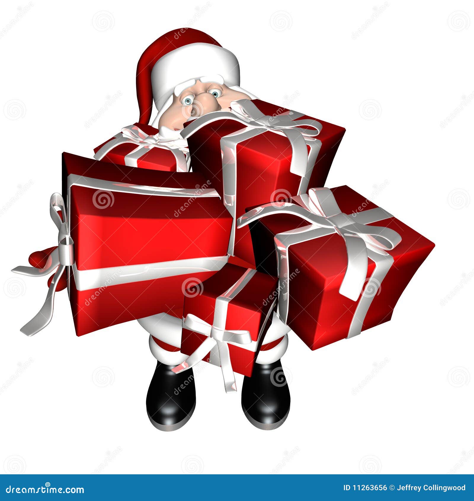 Santa with Arms Full of Gifts Stock Illustration - Illustration of ...