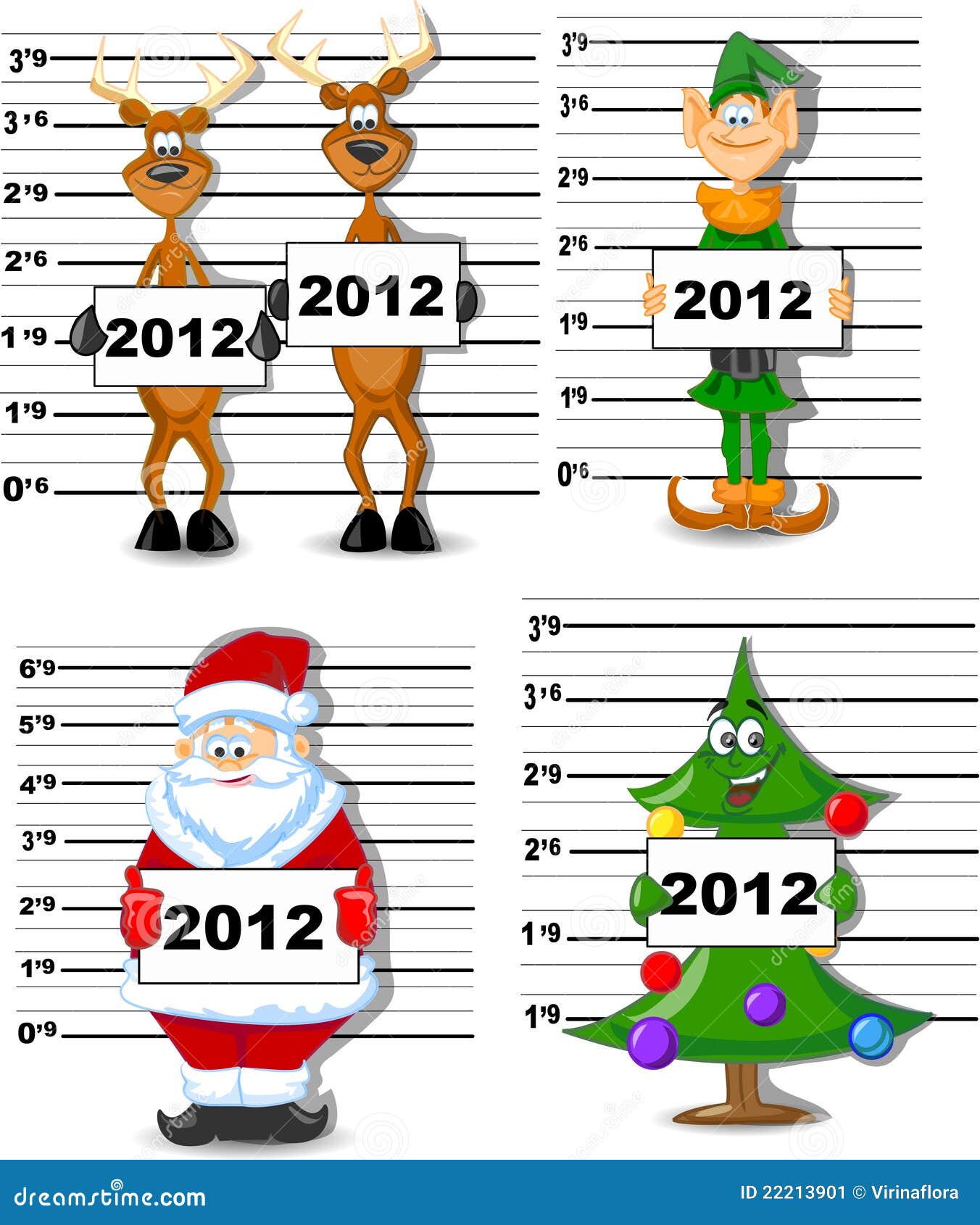 Santa Arrestado, Reno, Vector De Los Duendes Ilustración del Vector ...