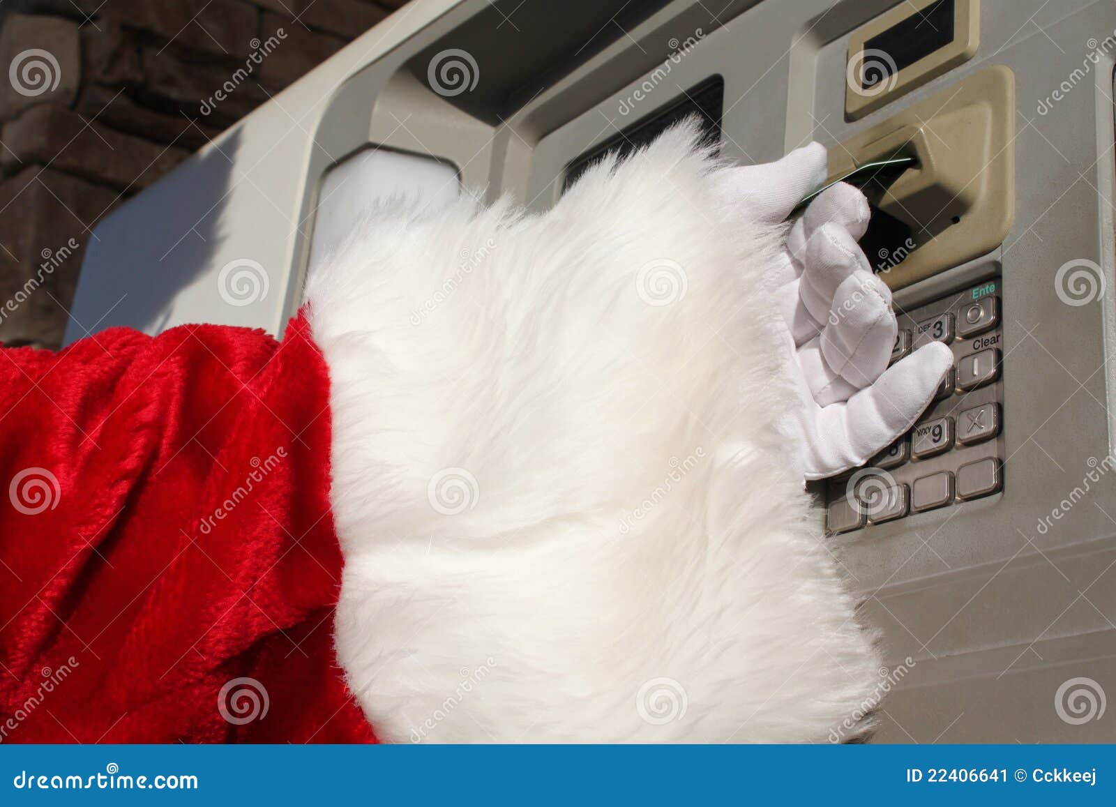 Santa at the ATM stock image. Image of hand, claus, holidays - 22406641