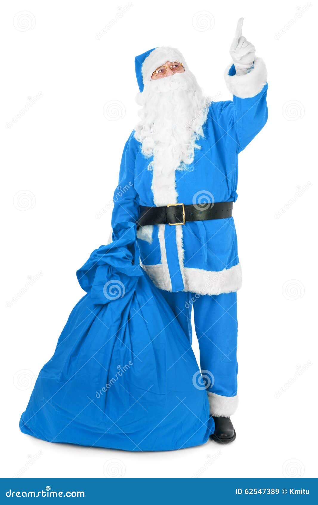 Santa Azul Que Aponta Seu Dedo Em Um Objeto Imagem de Stock - Imagem de ...