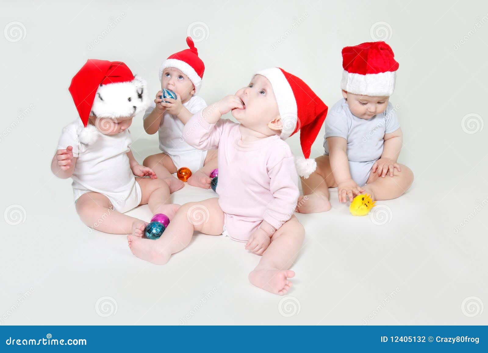 Santa babies looking up stock photo. Image of babies - 12405132