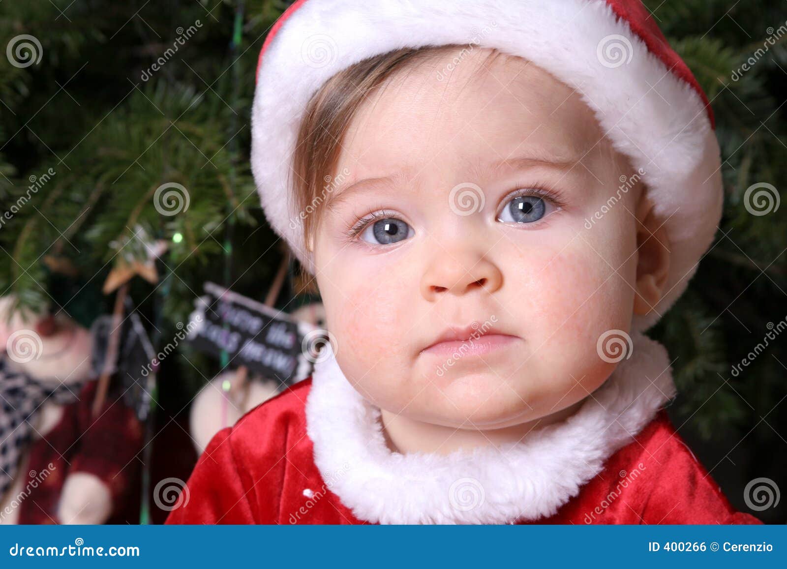 Santa Baby #2 stock photo. Image of baby, santa, tree, girl - 400266