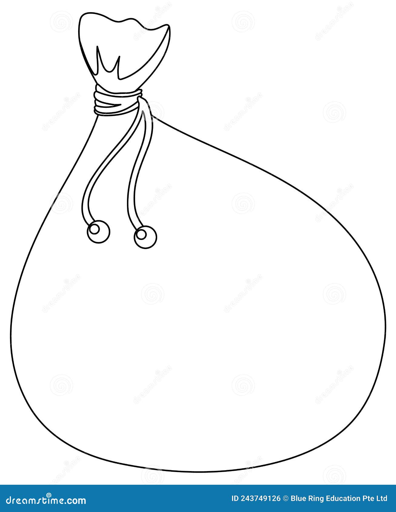 Santa Bag Doodle Outline for Colouring Stock Vector - Illustration of ...