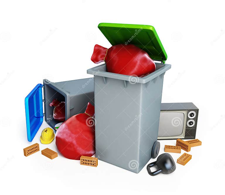 Santa Bag Thrown in the Trash Stock Illustration - Illustration of heap ...