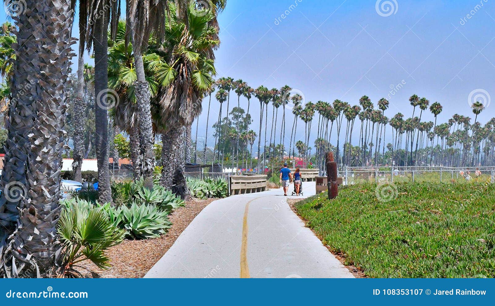 Santa Barbara Coast Line Beach Path with Palm Trees Editorial ...