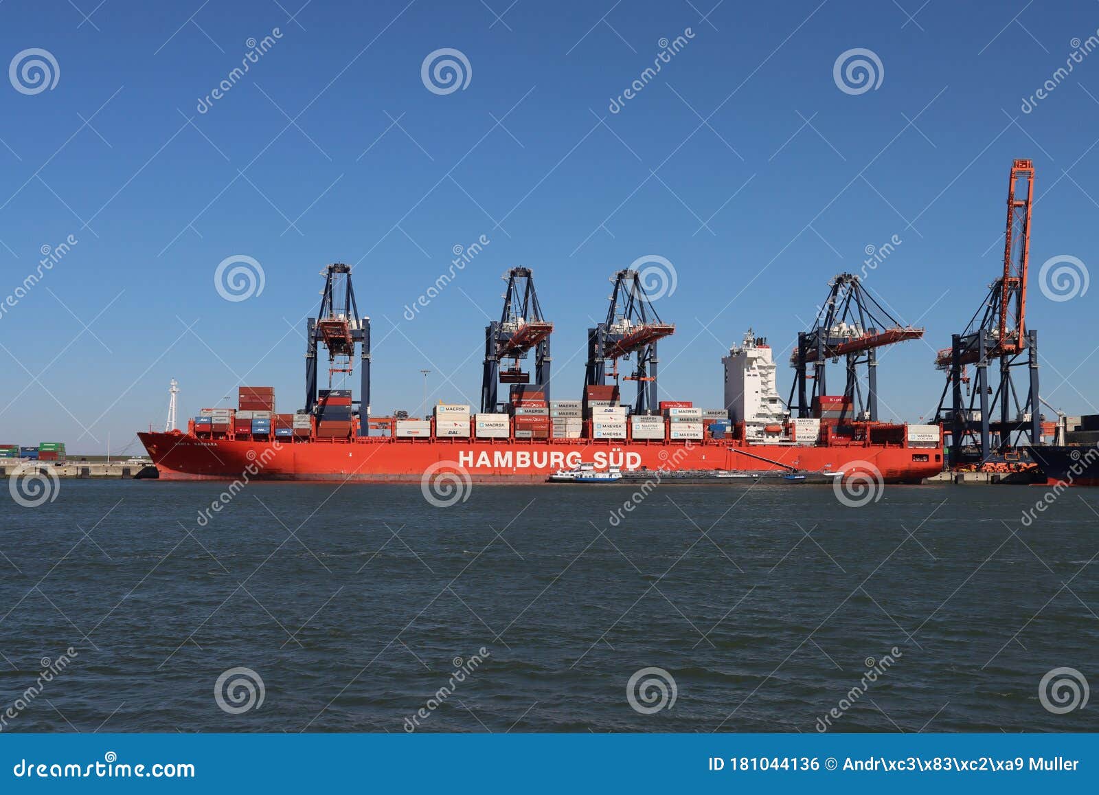 SANTA BARBARA Loading and Unloading Containers in the Maasvlakte Harbor ...