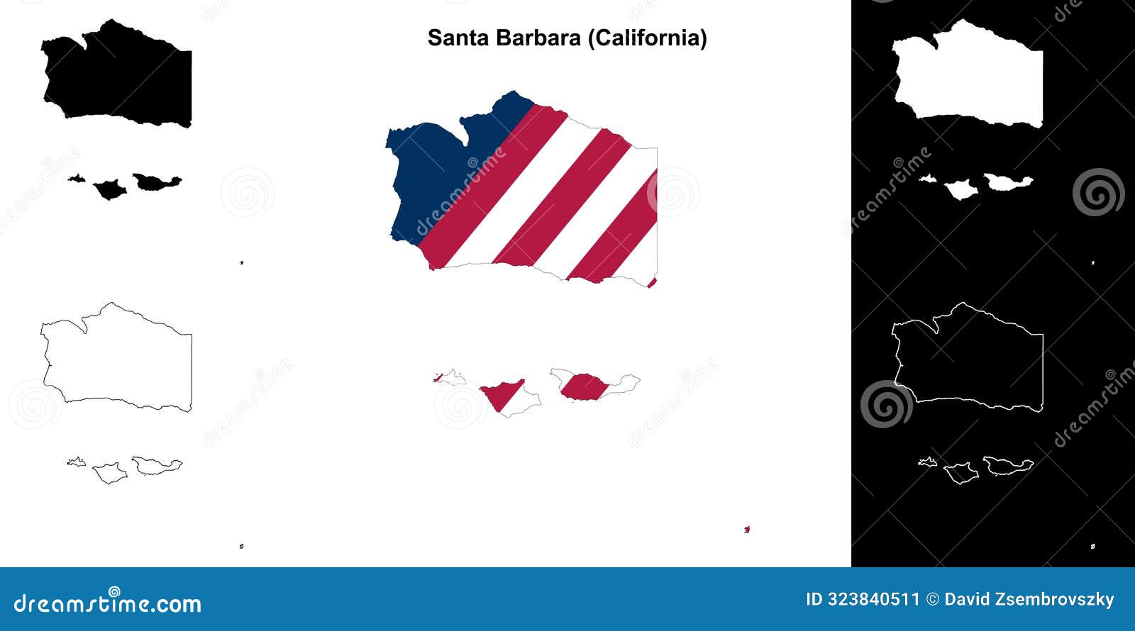 Santa Barbara Outline Map Cartoon Vector | CartoonDealer.com #323840511